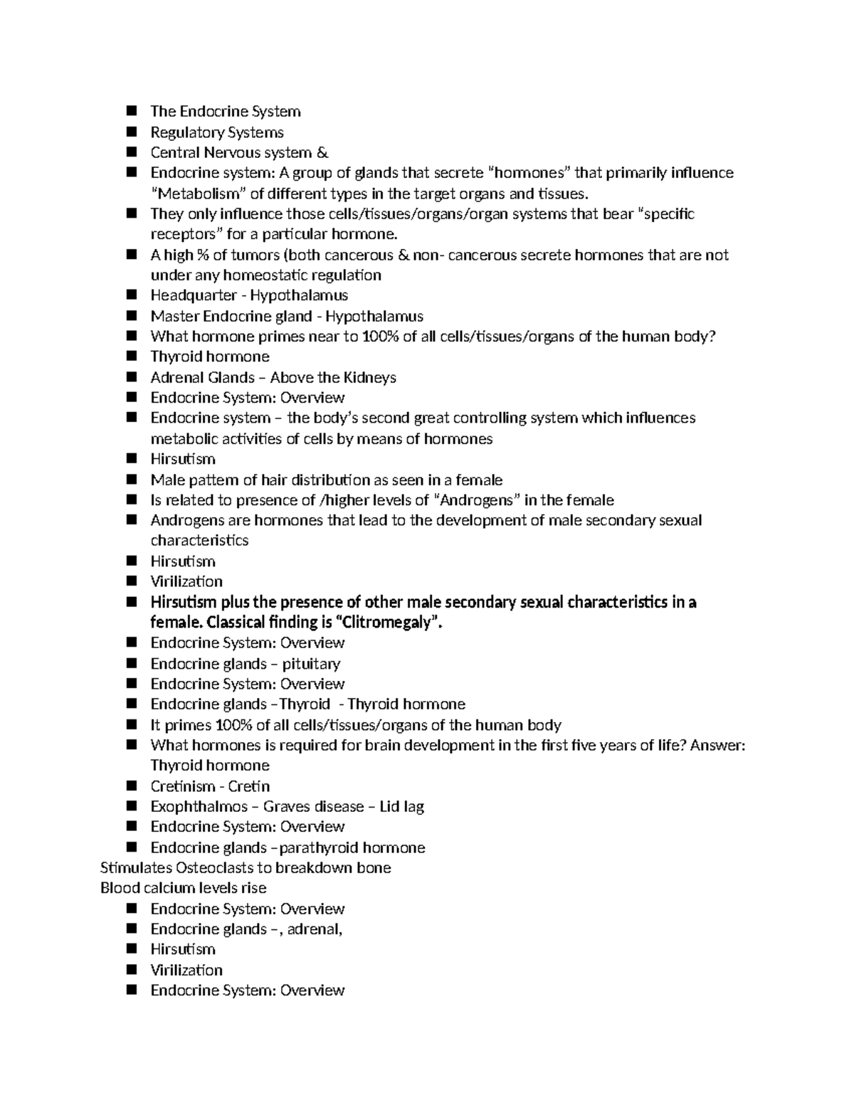 Endocrine System PPT notes - n The Endocrine System n Regulatory ...
