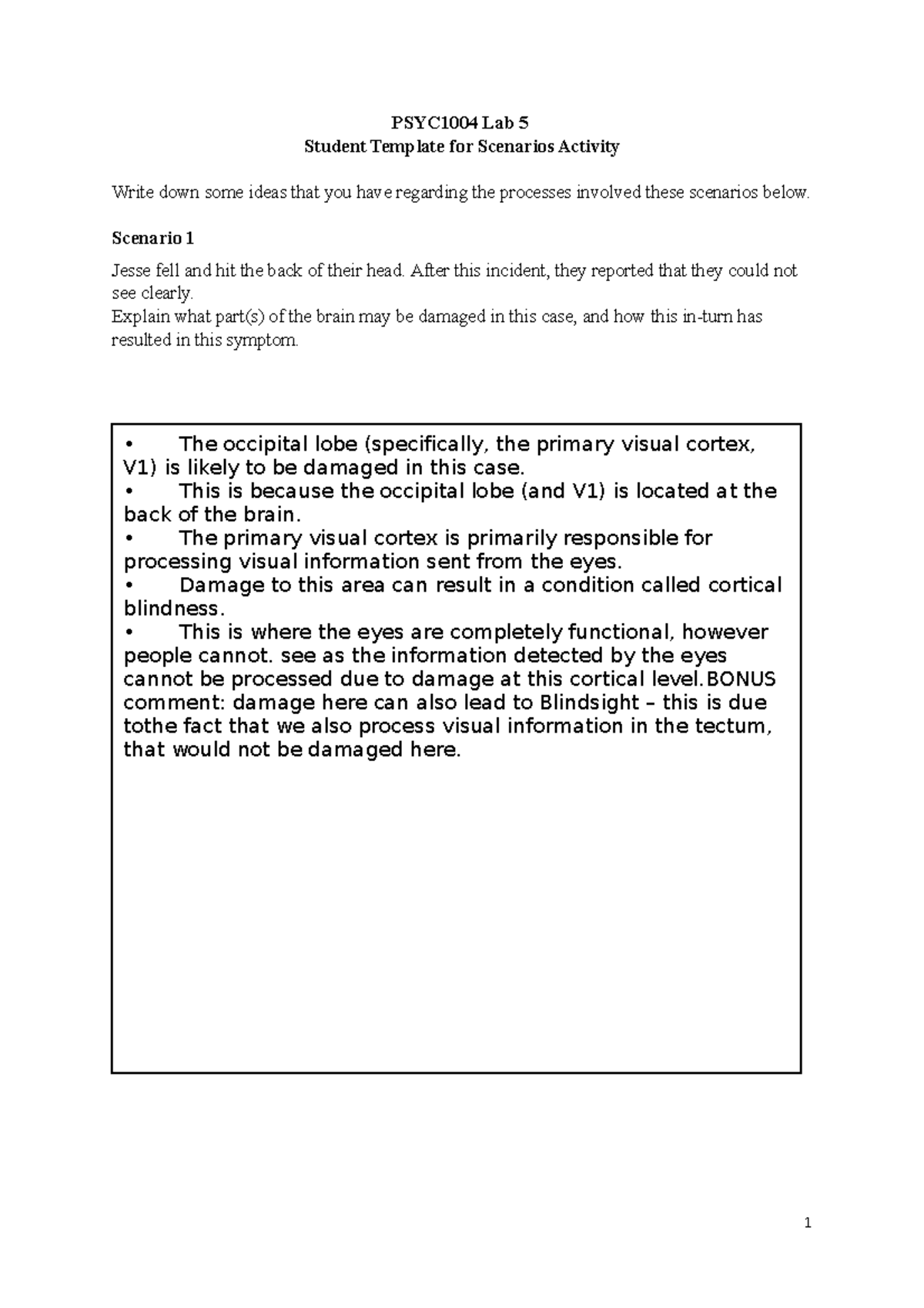 Student Group Scenarios Template lab 5 - PSYC1004 Lab 5 Student ...