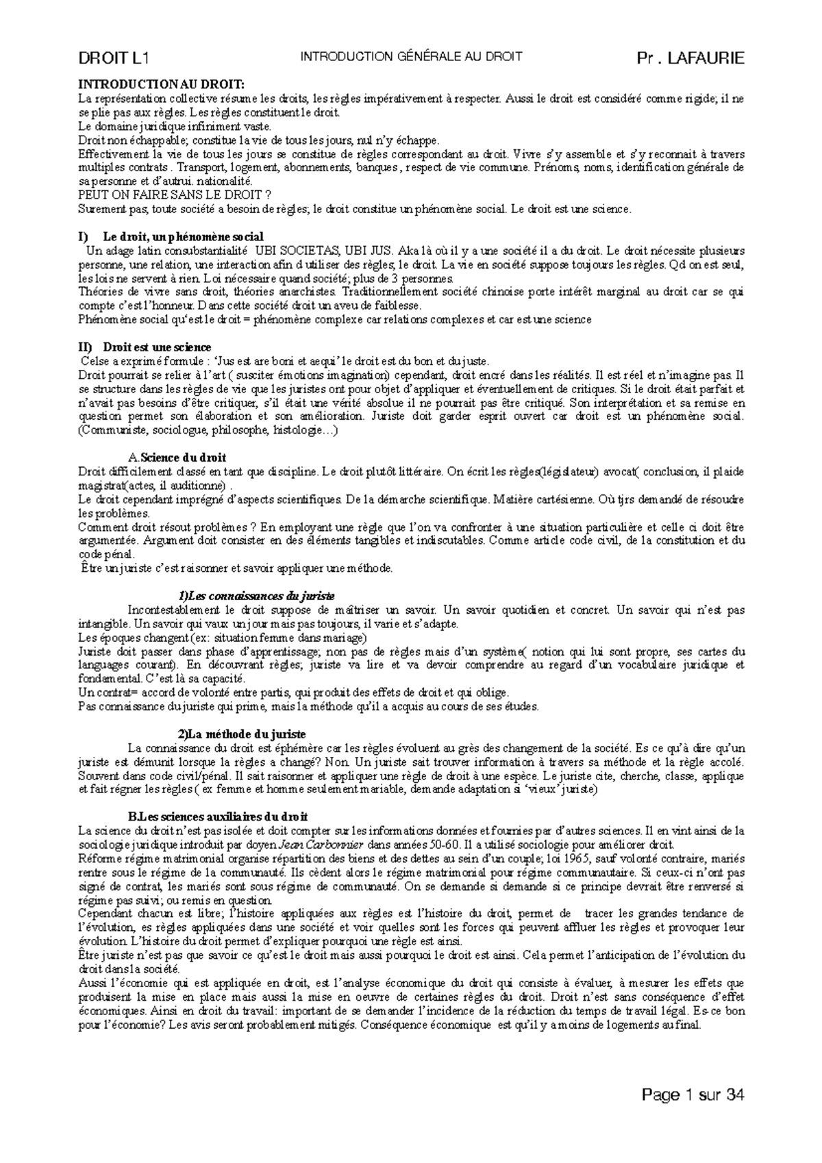 Introduction au Droit - INTRODUCTION AU DROIT: La représentation collective résume les droits ...