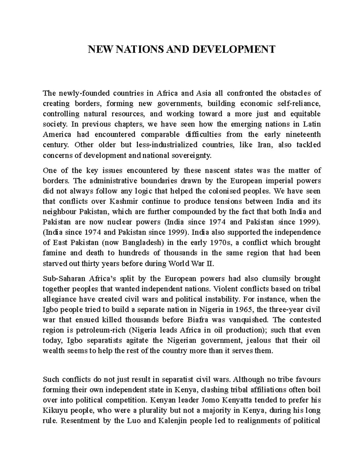 NEW Nations AND Development - NEW NATIONS AND DEVELOPMENT The newly ...