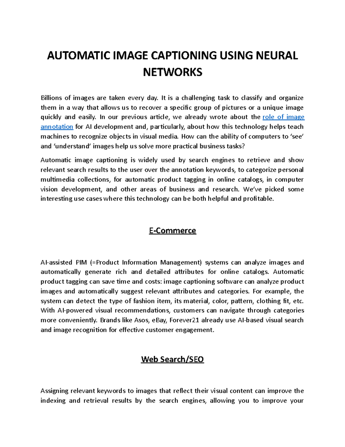 Automatic Image Captioning Using Neural Networks - AUTOMATIC IMAGE CAPTIONING USING NEURAL ...