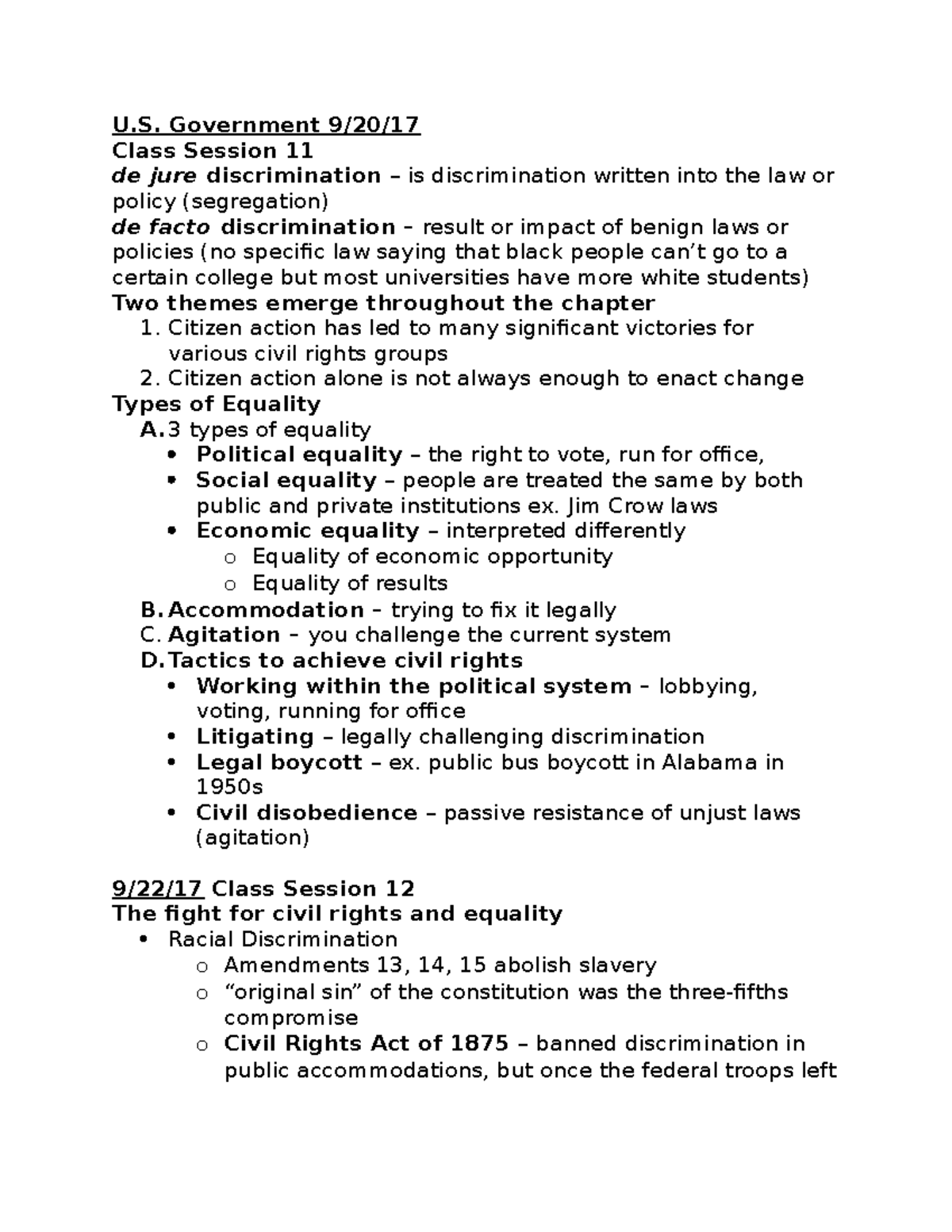 Notes Test 2 US Gov - John Aughenbaugh - U. Government 9/20/17 Class ...