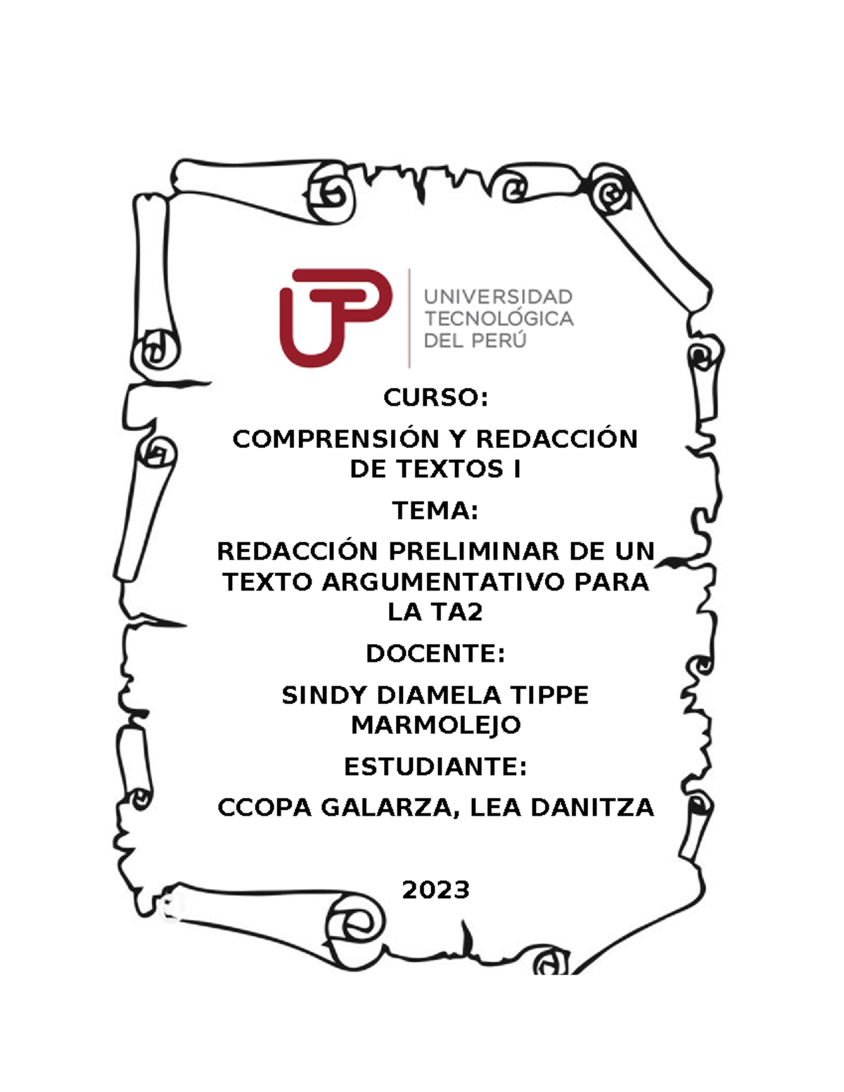 Redacción preliminar de un texto argumentativo para la PC1 esquema - CURSO: COMPRENSIÓN Y ...
