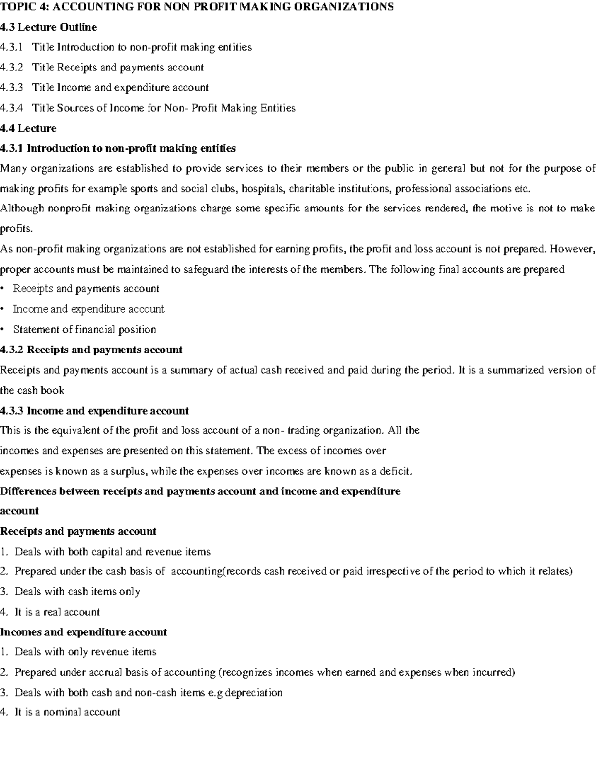 NON Profit Making Organizations - TOPIC 4: ACCOUNTING FOR NON PROFIT ...