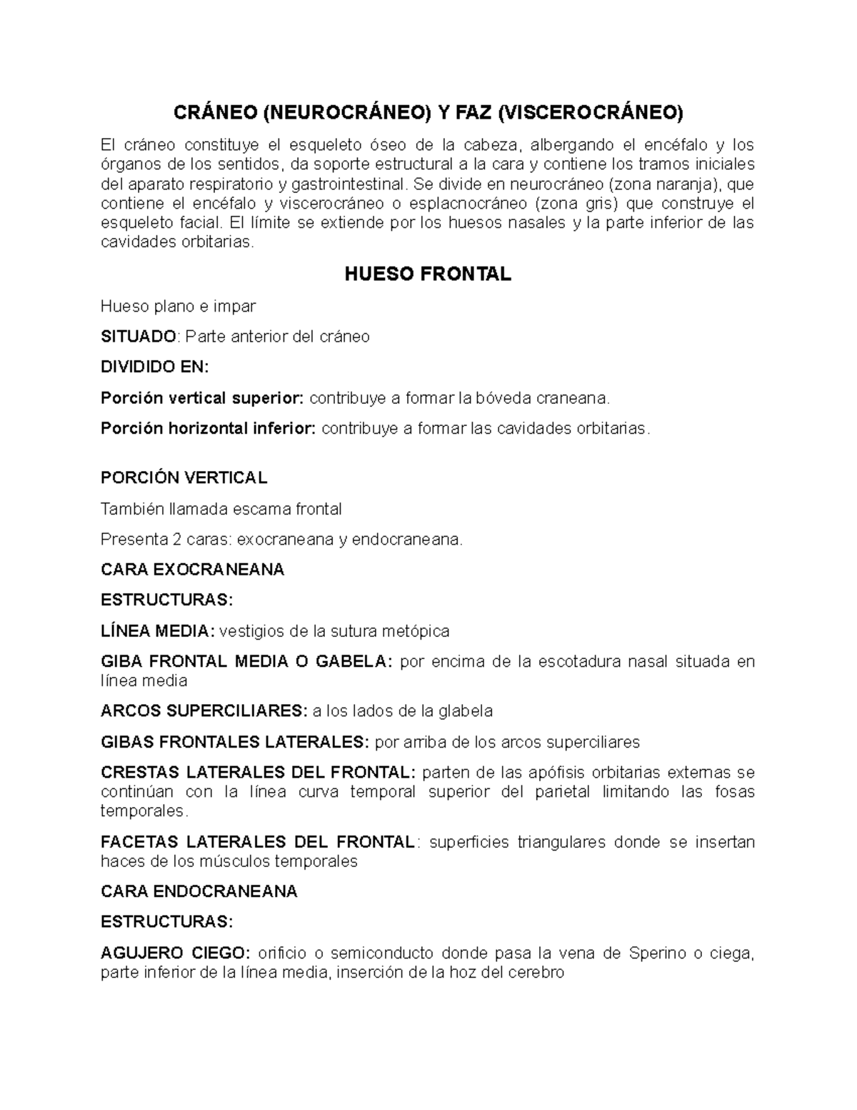 Huesos DE LA CARA Y Craneo - CRÁNEO (NEUROCRÁNEO) Y FAZ (VISCEROCRÁNEO ...