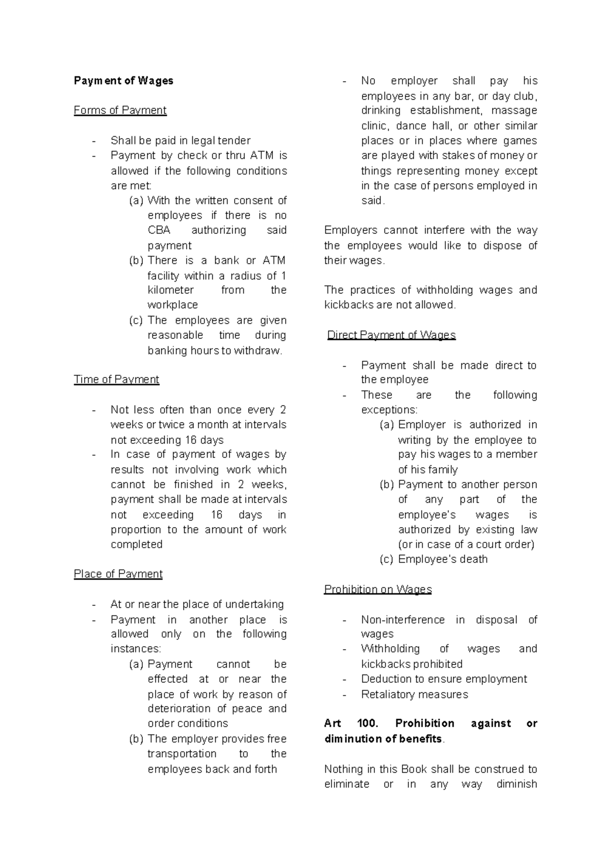 CHRA Reviewer 3 - CHRA - Payment of Wages Forms of Payment Shall be ...