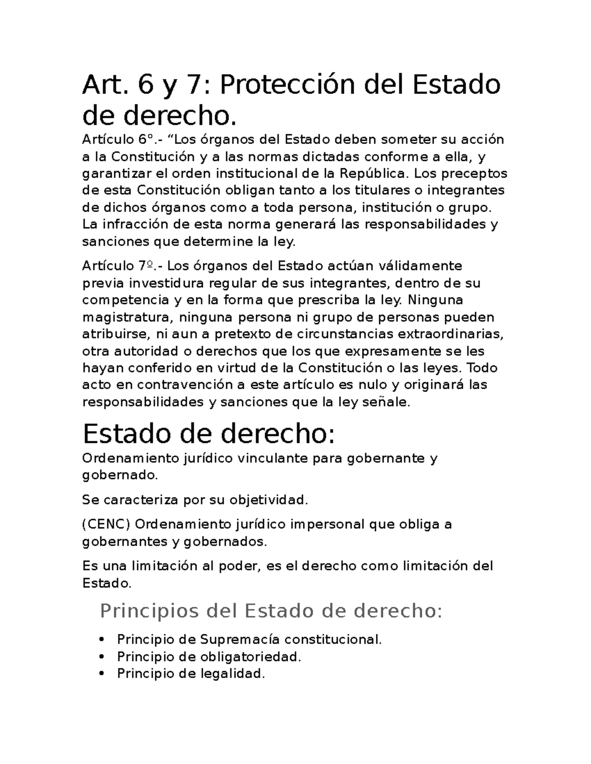 Derecho orgánico constitucional: Artículos 6 y 7, y nulidad de derecho ...
