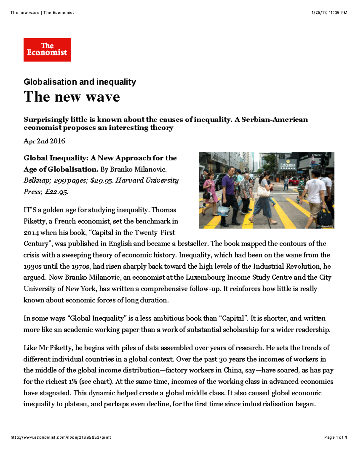 Globalization and Inequality Economist article - Globalisation and ...