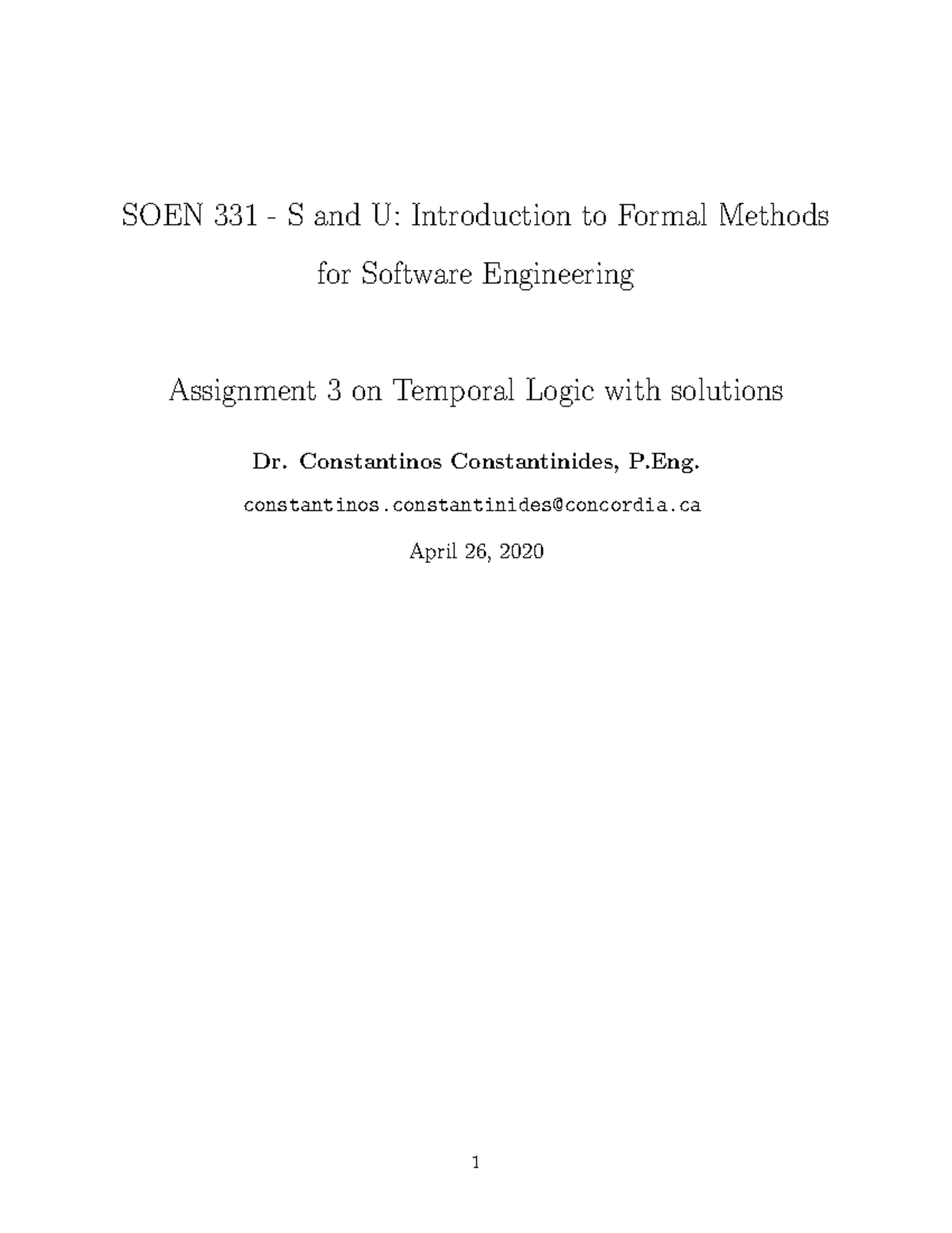 Assignment 3-sol - ... - SOEN 331 - S and U: Introduction to Formal ...
