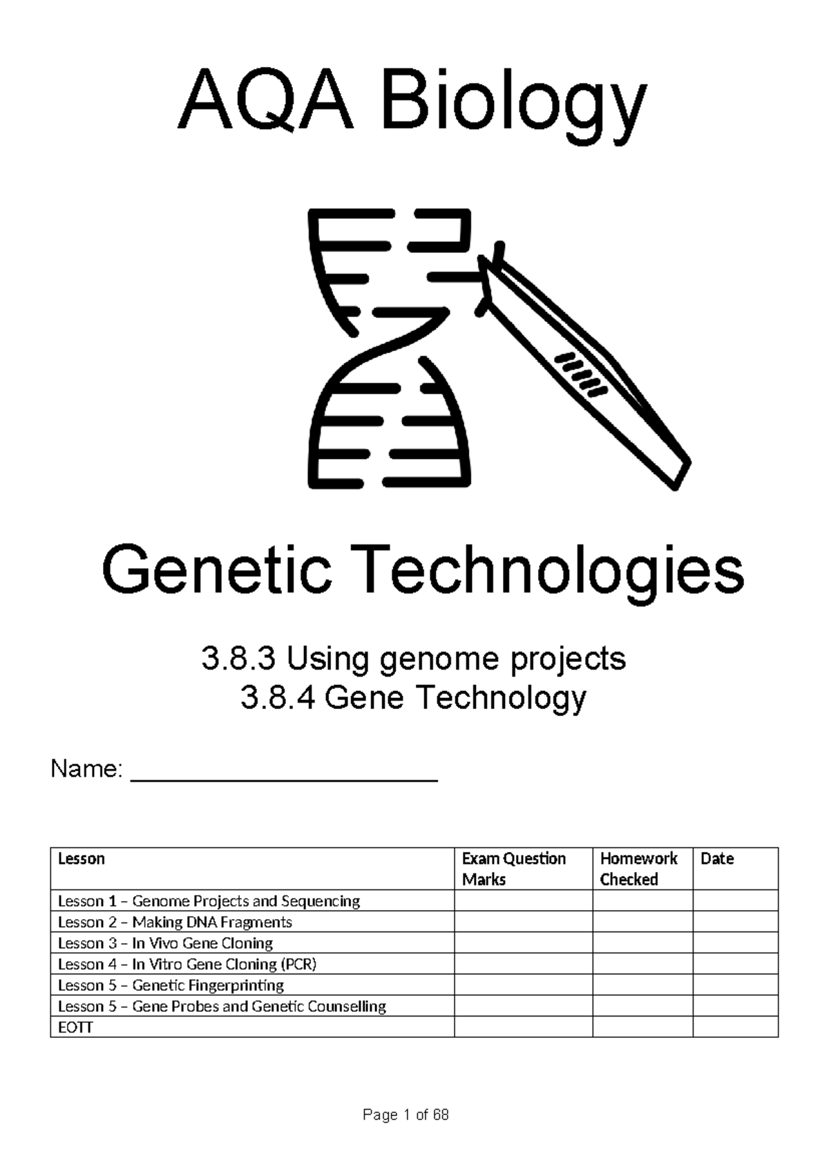 Genetic-technologies-booklet - AQA Biology Genetic Technologies 3.8 ...