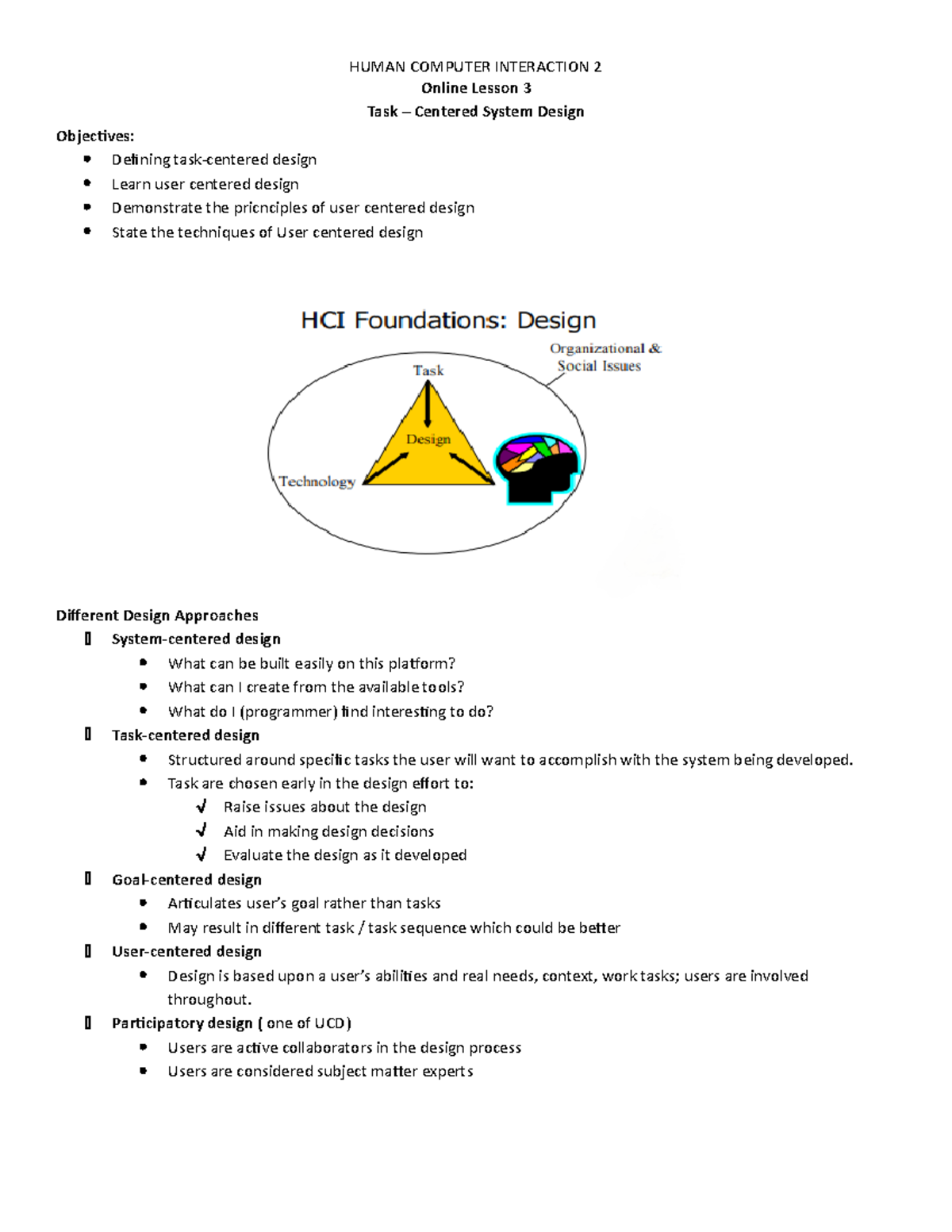 Task-centered Model Diagram Centered Groupwork