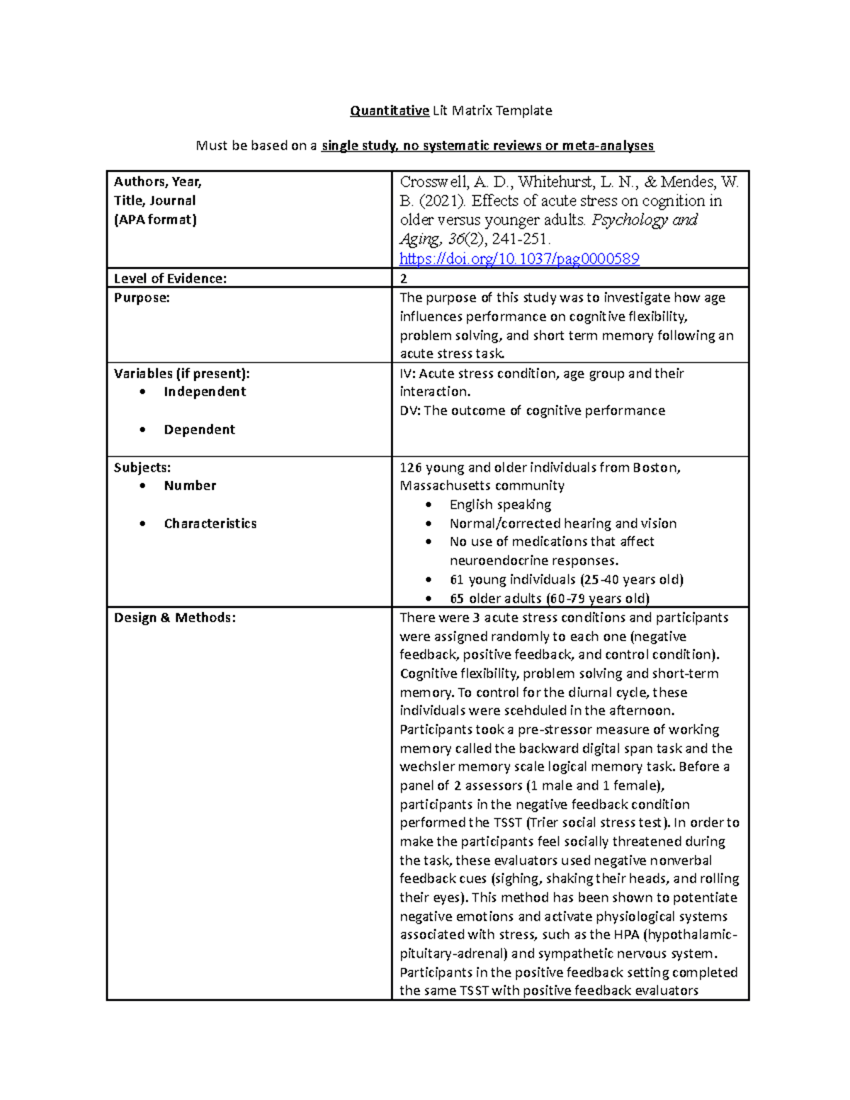 Lit mat 4 - helps in identifying - Quantitative Lit Matrix Template ...