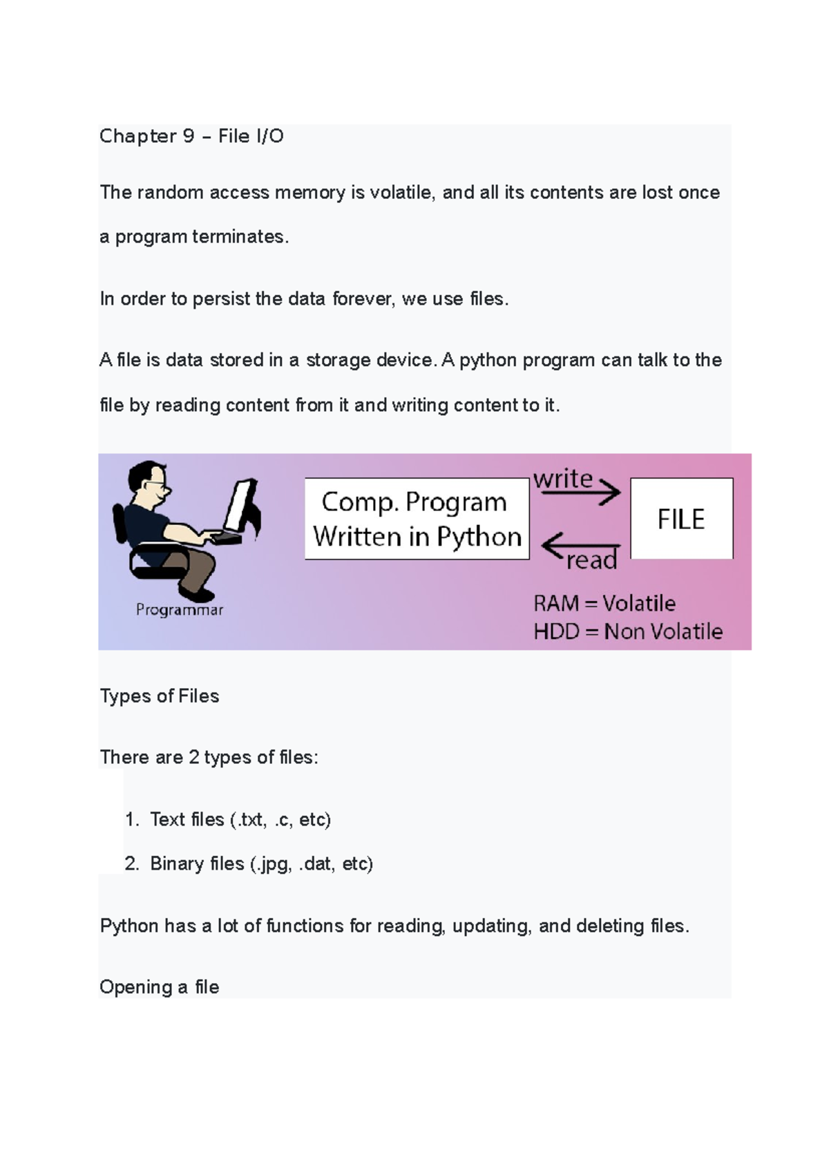C 1 4 - Chapter 9 – File I/O - Chapter 9 – File I/O The random access ...