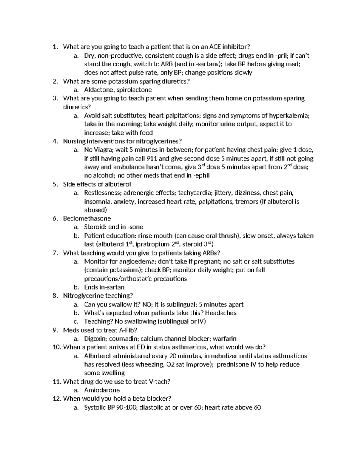 Final EXAM Study Guide - What are you going to teach a patient that is ...