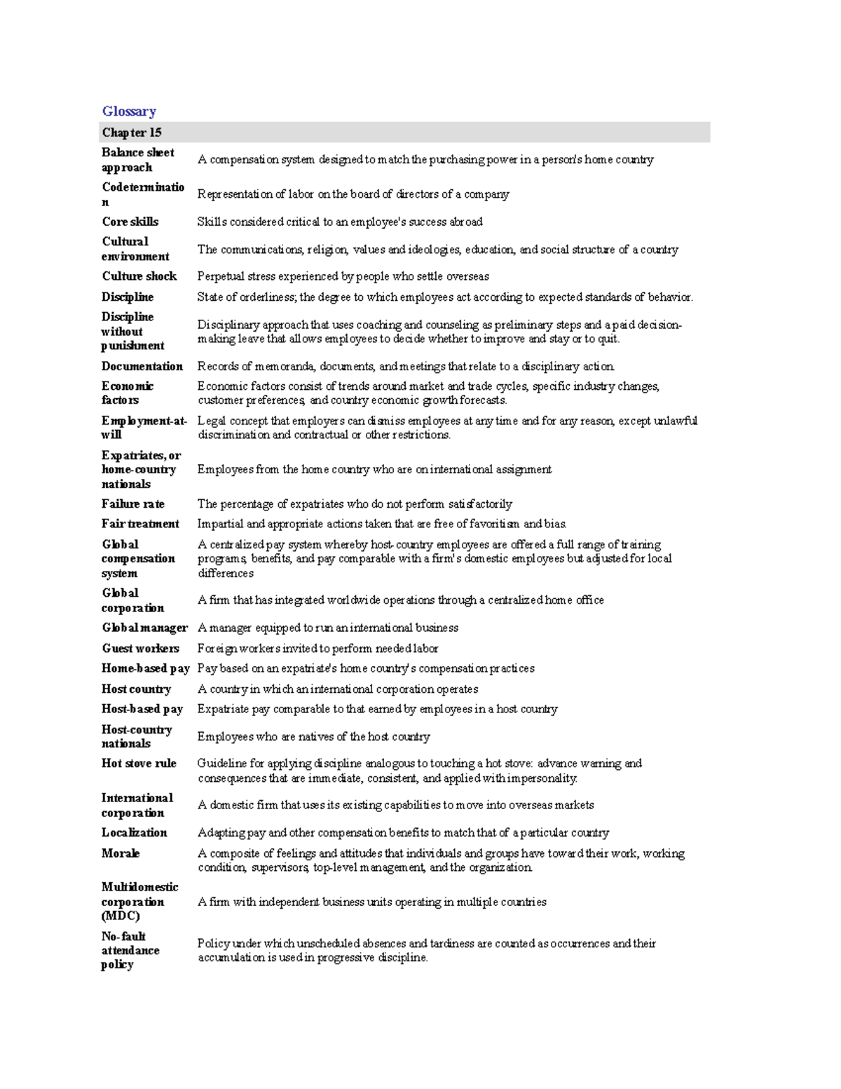 Chapter 15 Glossary - Supervision - Glossary Chapter 15 Balance sheet approach A compensation ...