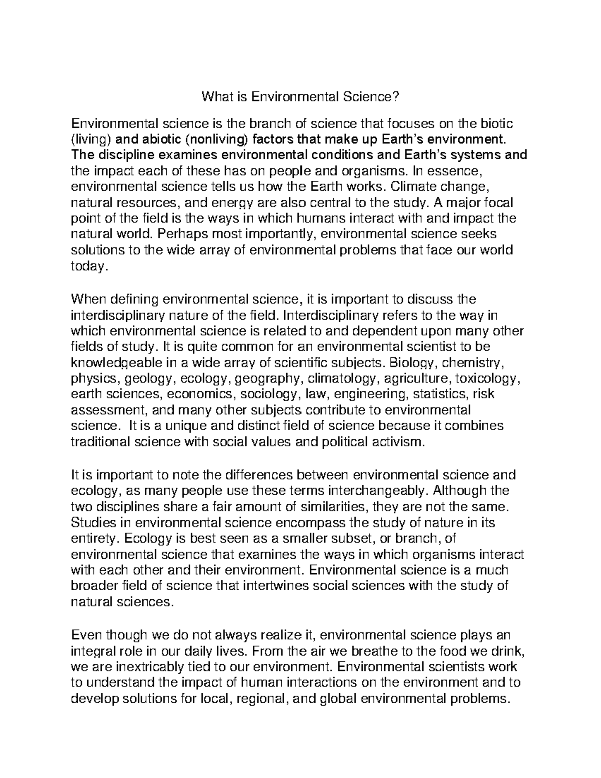 What Is Environmental Sciences What Is Environmental Science