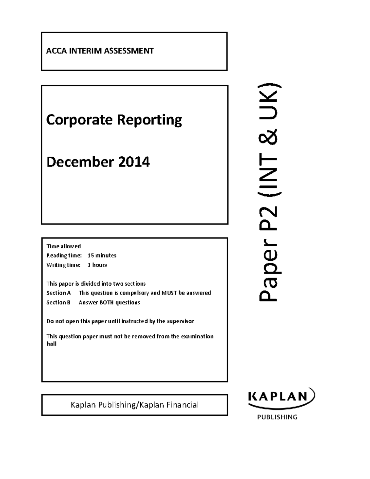 ACCA P2 INT-UK Interim Assessment - Questions D14 - ACCA INTERIM ...