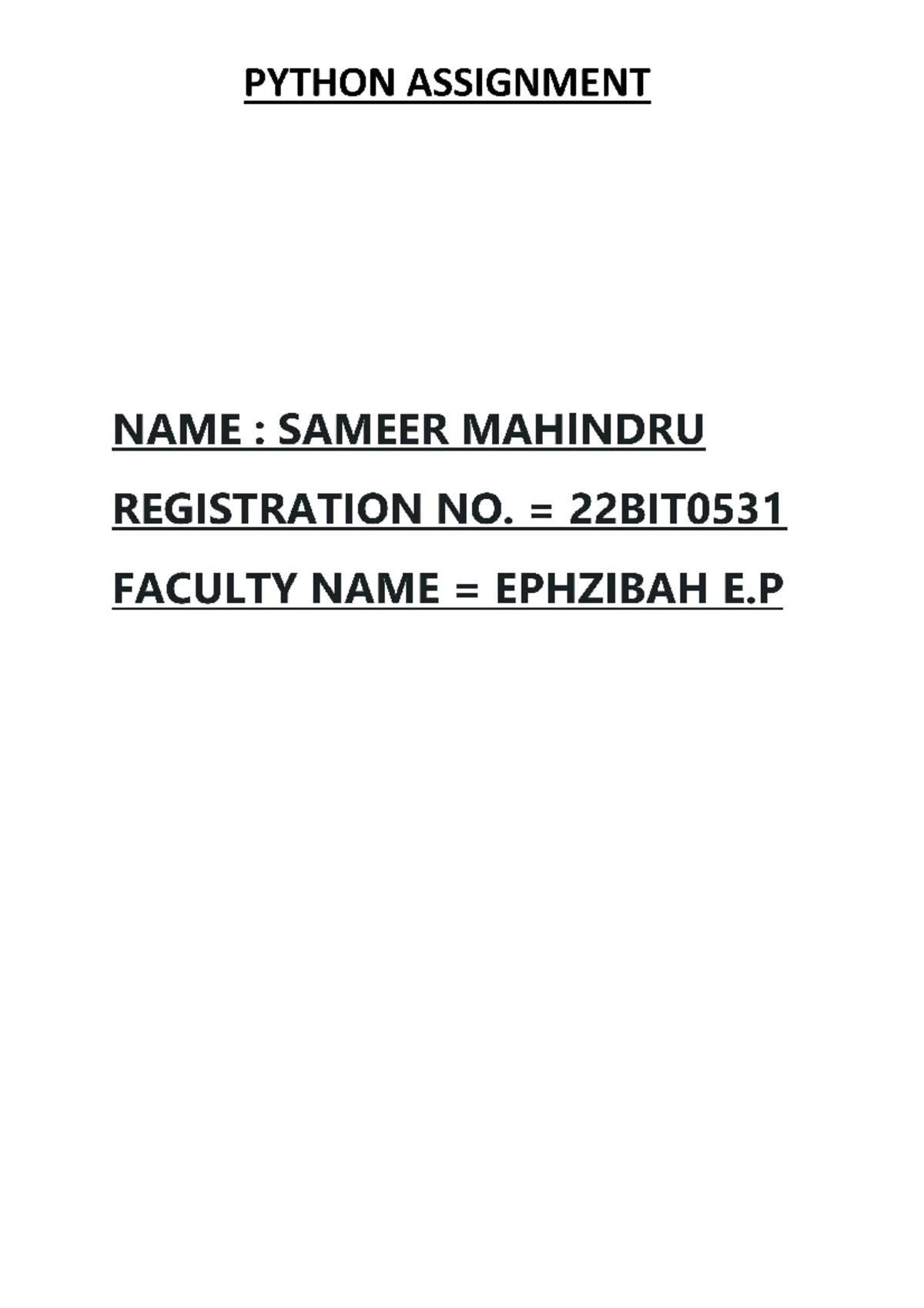 Python problm set1(Sameer Mahindru) (22BIT0531) - Computer Engineering ...