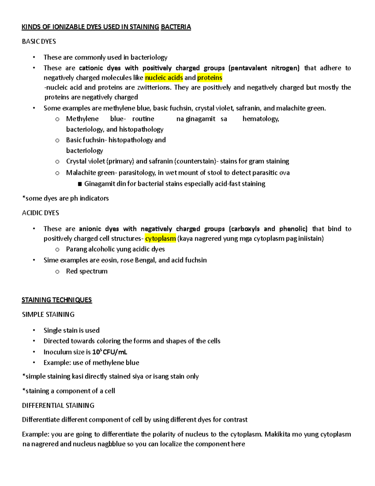 Kinds OF Ionizable DYES USED IN Staining Bacteria - KINDS OF IONIZABLE ...