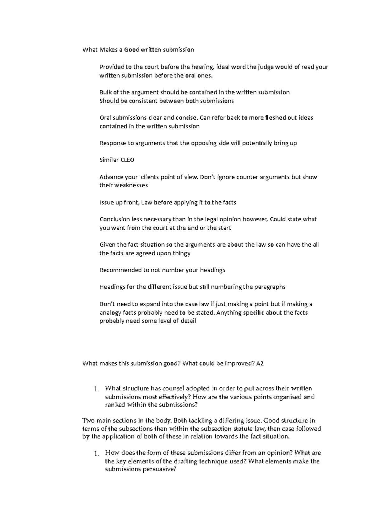 Tutorial 11 - What Makes a Good written submission Provided to the ...