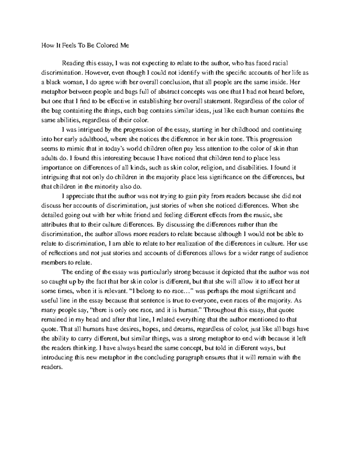 How it feels to be colored me - How It Feels To Be Colored Me Reading ...