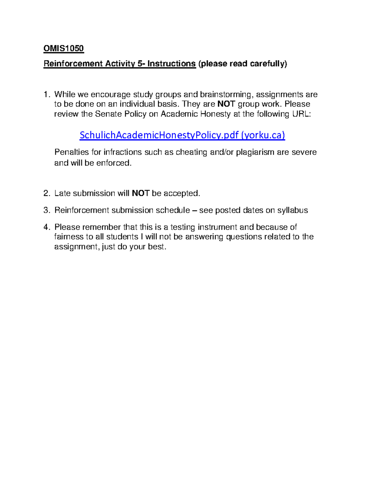 OMIS1050 - Reinforcement 5 W2023 - OMIS Reinforcement Activity 5 ...