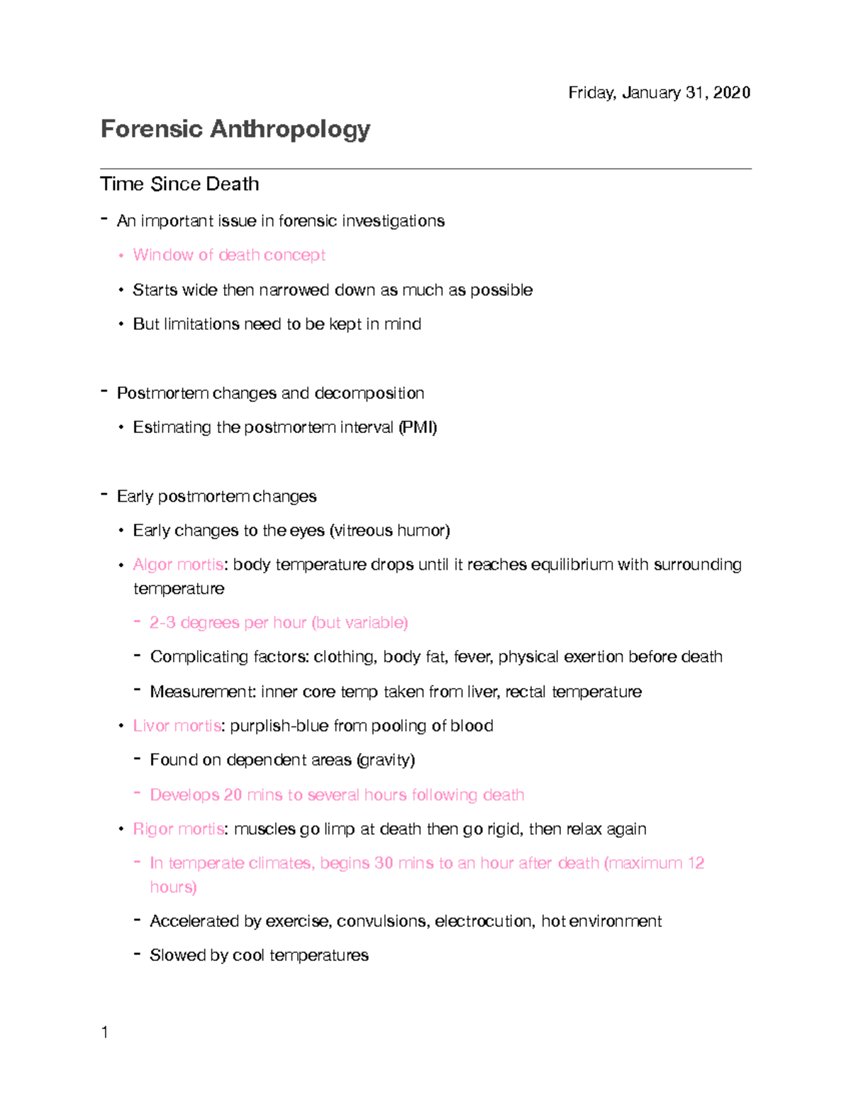Time Since Death - Forensic Anthropology Time Since Death - An ...