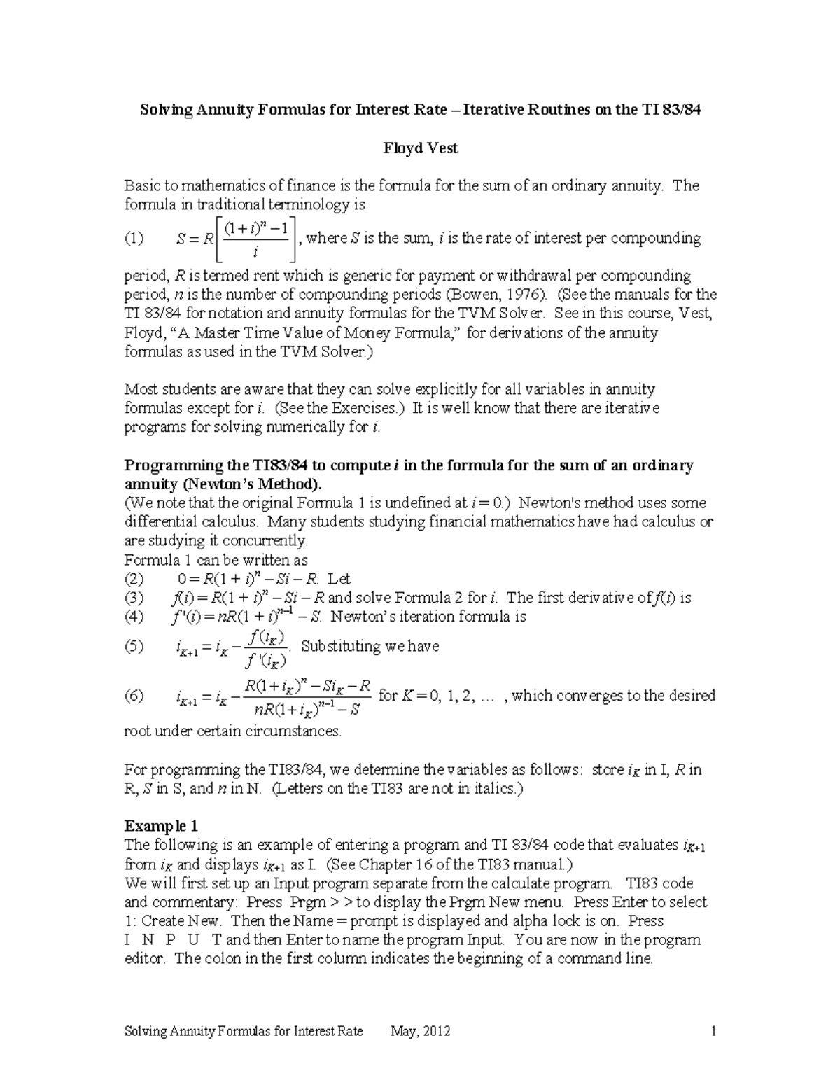 Solving Ann Form Int Rate - Solving Annuity Formulas for Interest Rate ...