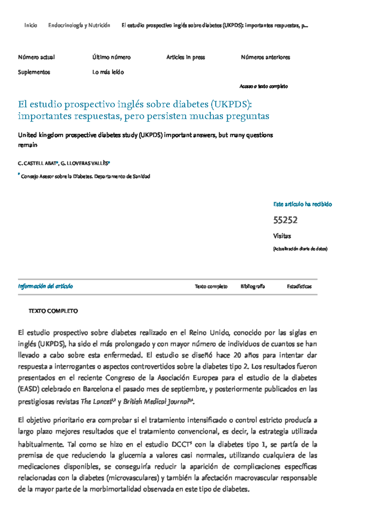 El estudio prospectivo inglés sobre diabetes ( Ukpds) importantes ...