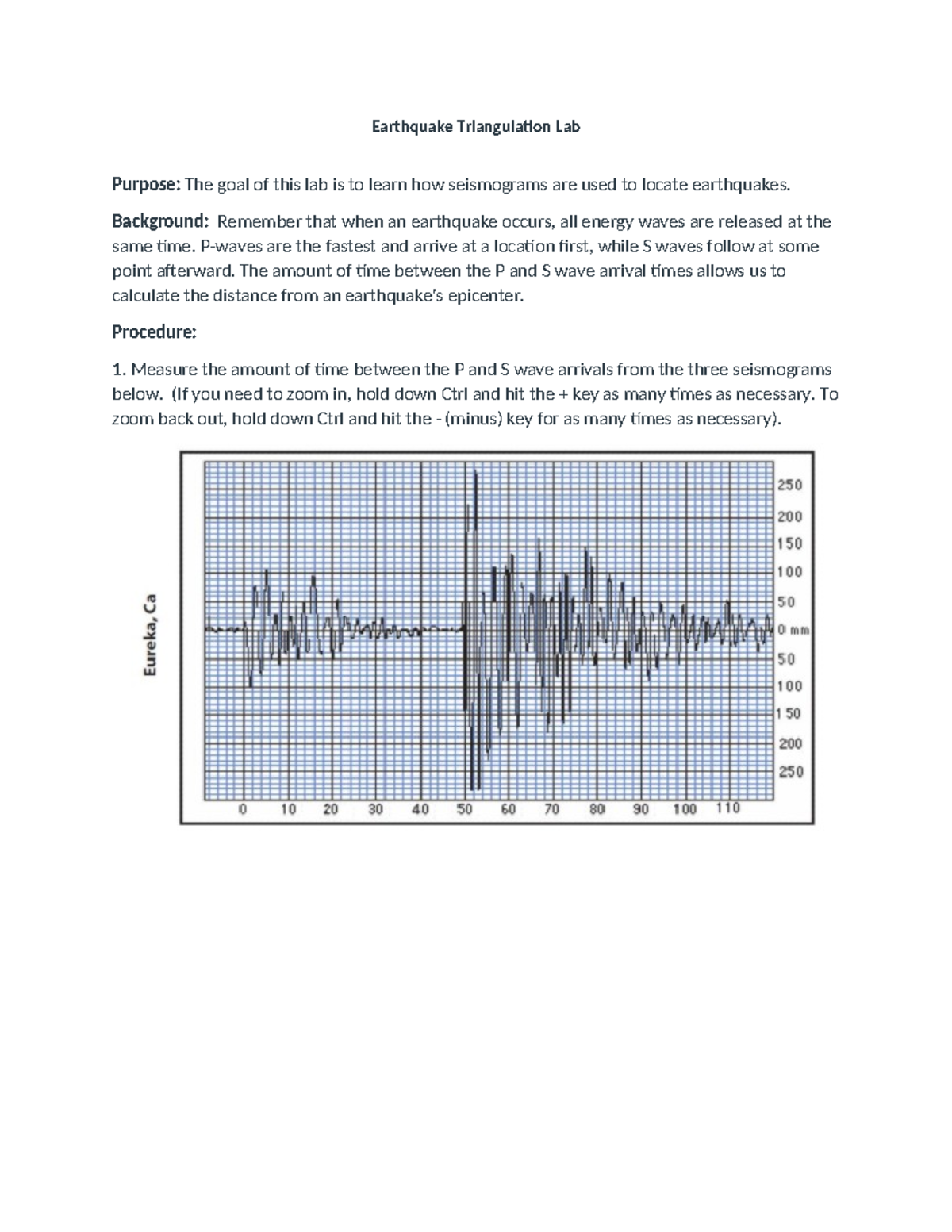 Earthquake Triangulation Lab - Earthquake Triangulation Lab Purpose ...