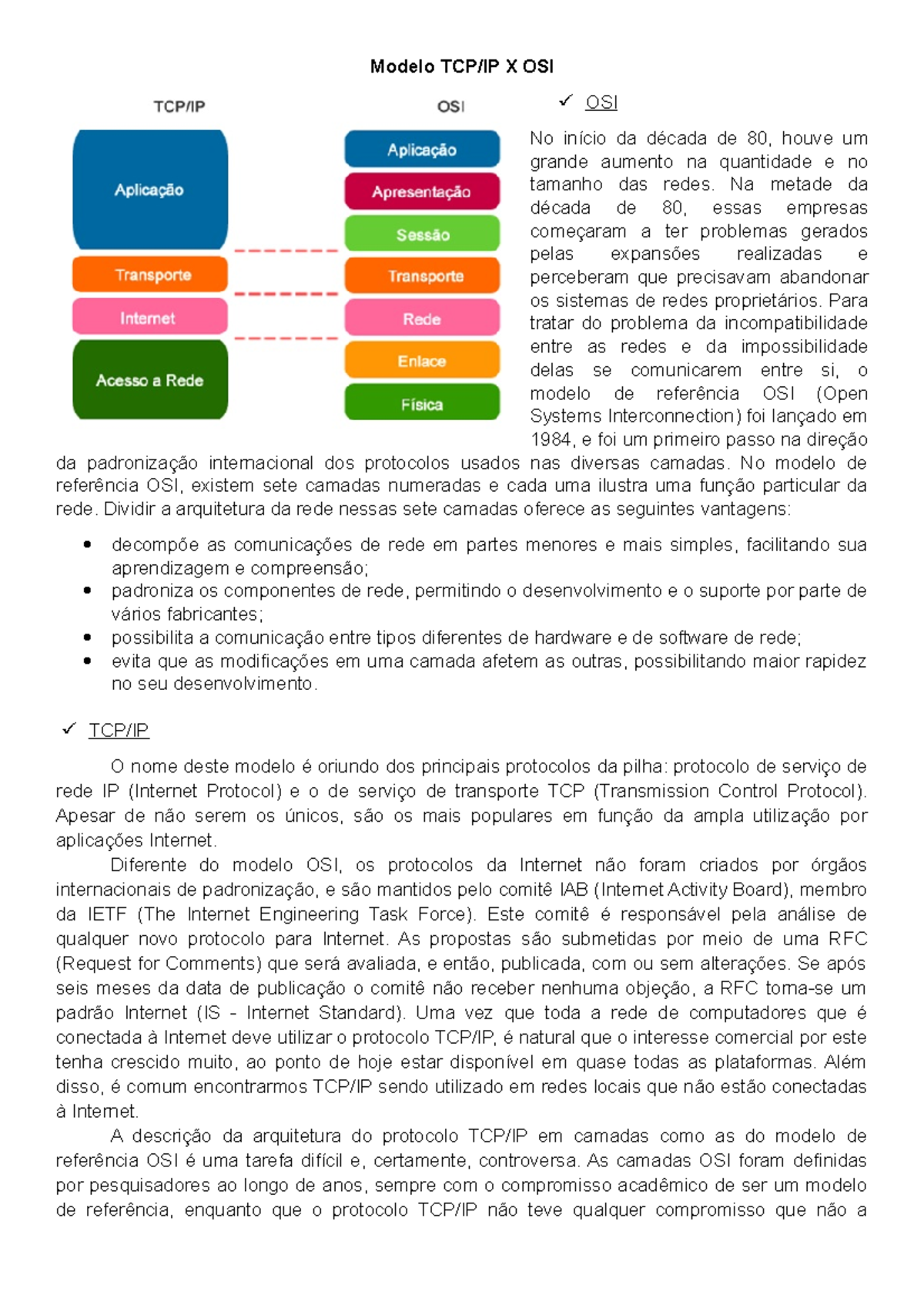 Redes Modelo OSI Tcpip - Modelo TCP/IP X OSI OSI No início da década de ...