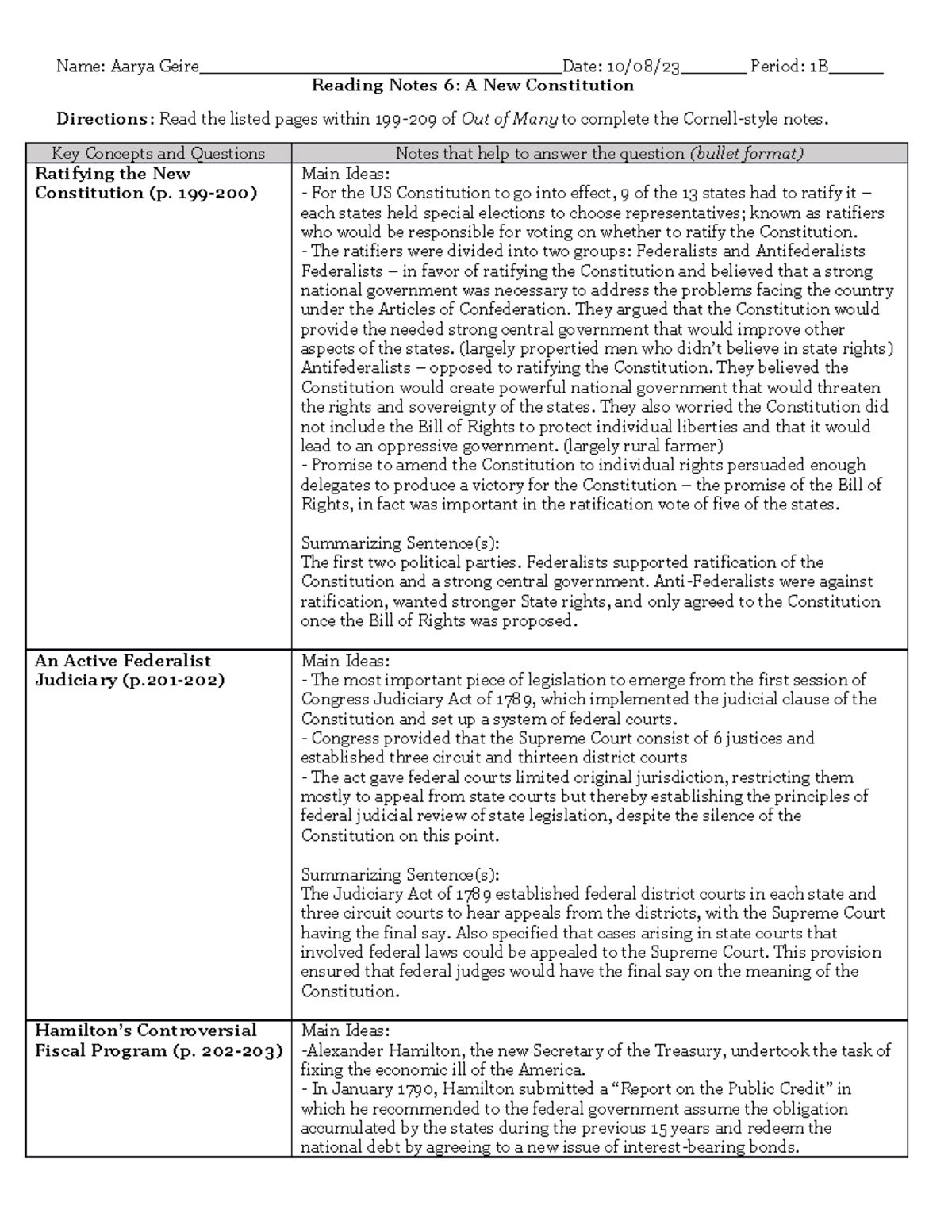 6 Reading Notes - APUSH Chap 6 - Name: Aarya Geire ...