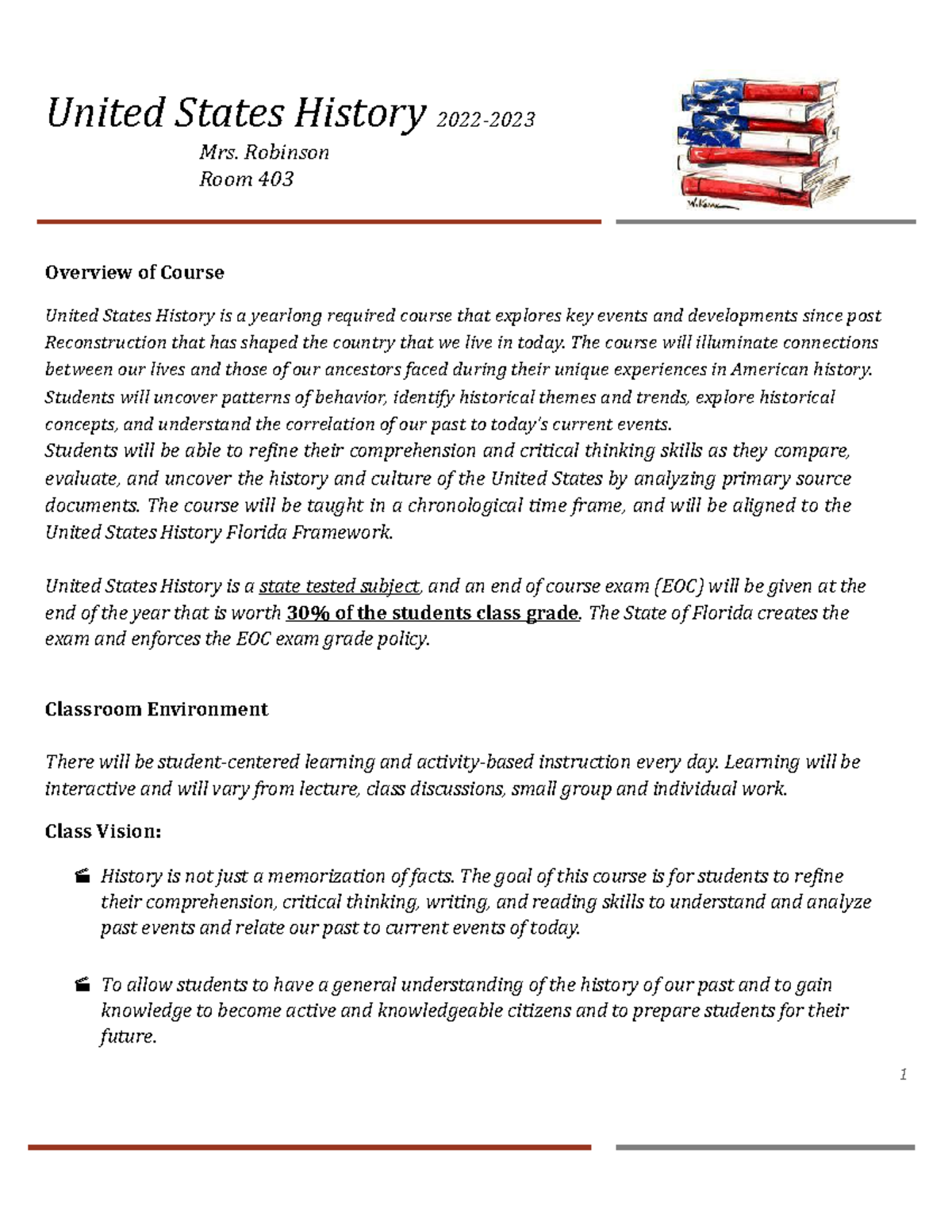 - US History Syllabus 11th - United States History 2022- Mrs. Robinson ...