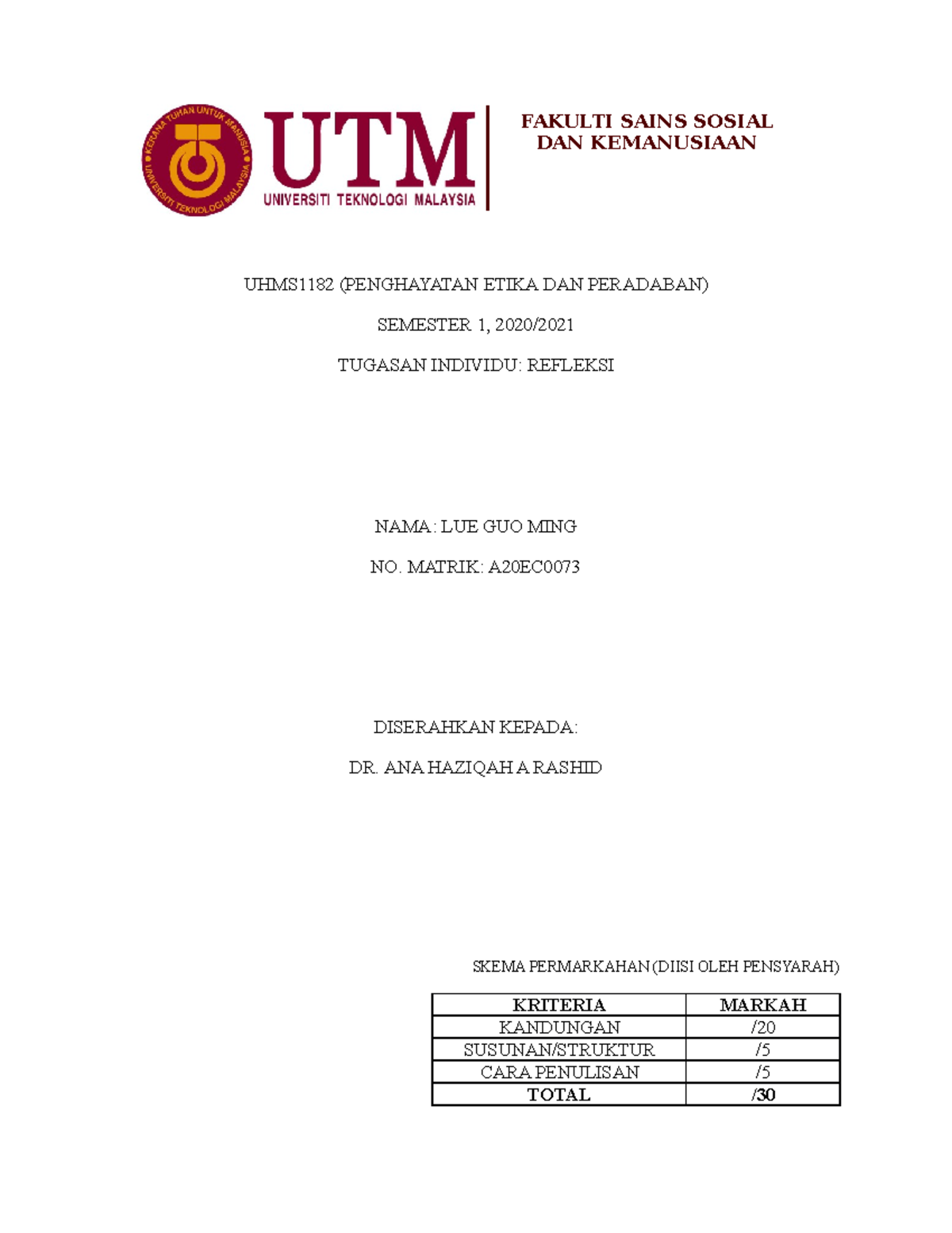 Rujukan assignment - UHMS1182 (PENGHAYATAN ETIKA DAN PERADABAN ...
