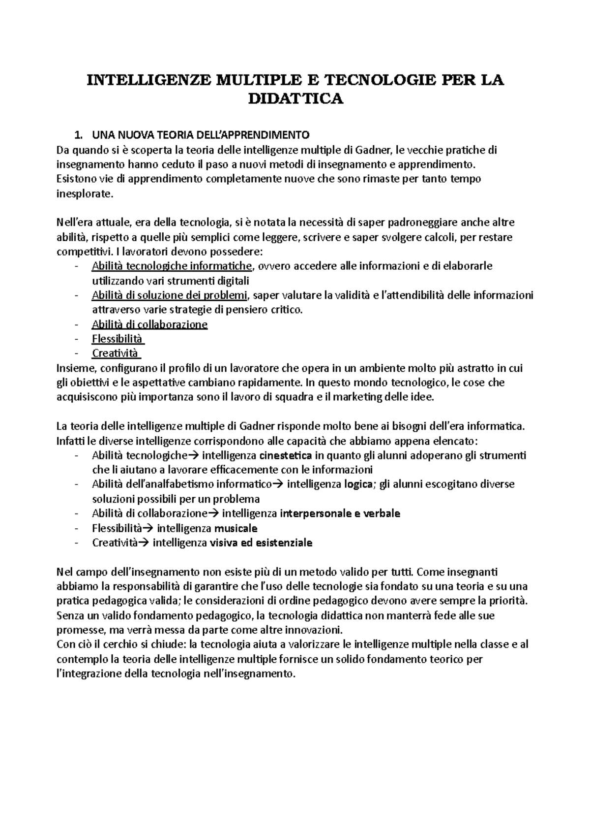 Intelligenze Multiple E Tecnologie PER LA Didattica - INTELLIGENZE MULTIPLE E TECNOLOGIE PER LA ...