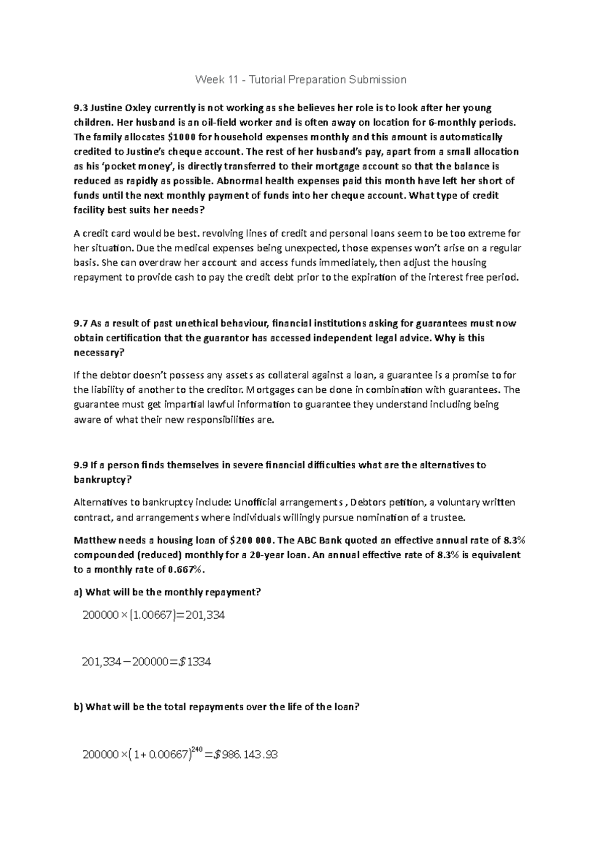 Week 11 - Tutorial Preparation Submission - Her husband is an oil-field ...