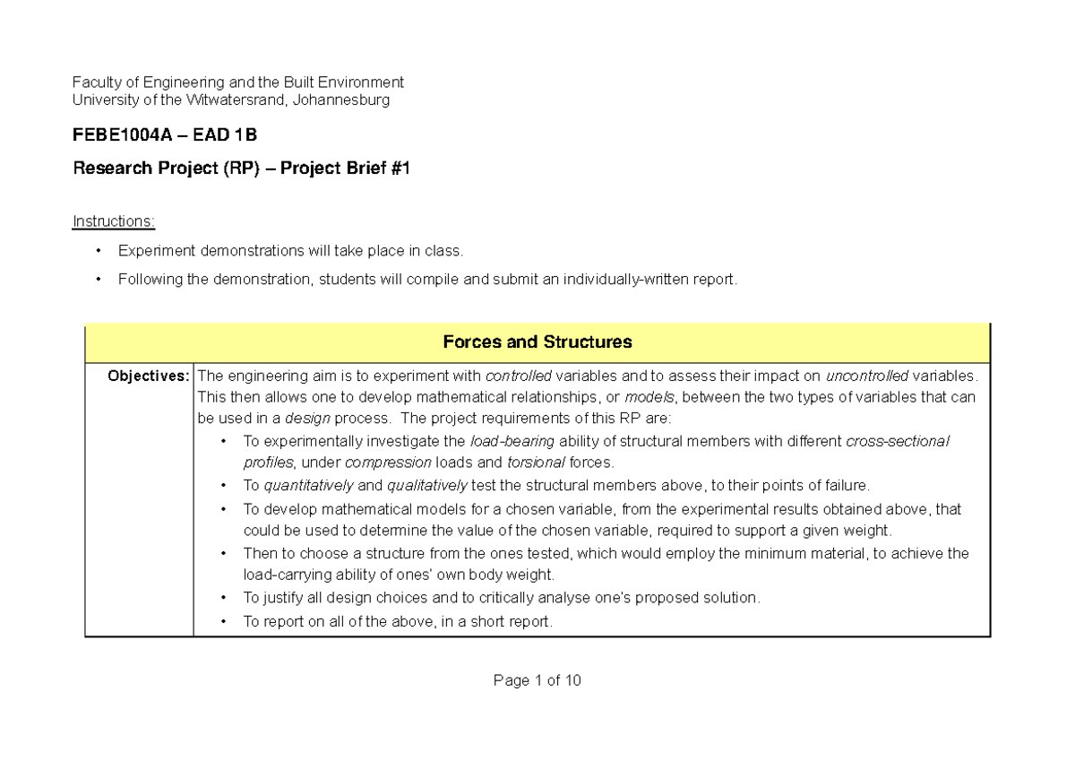 Research Project Brief #1 (2024) - University of the Witwatersrand ...