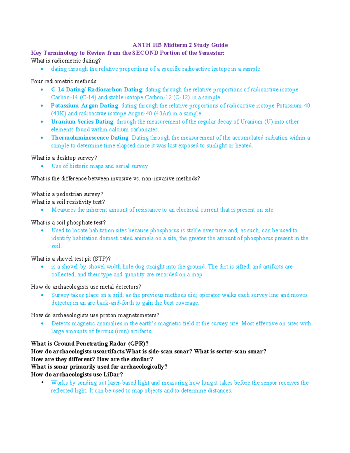 Archaeology Midterm 2 Study Guide - Spring 2023 - ANTH 103 - QC CUNY ...