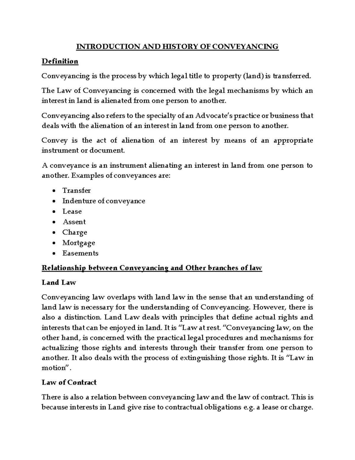 1. Introduction and History of Conveyancing - INTRODUCTION AND HISTORY ...