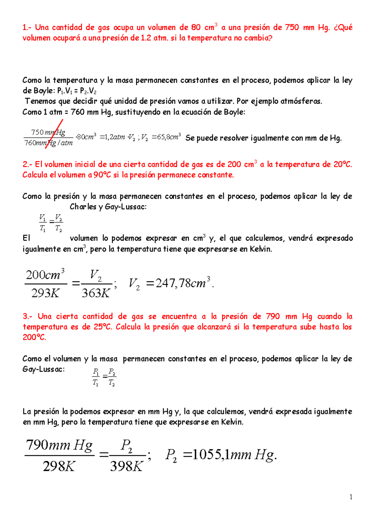 Ejercicios-resueltos-de-gases-ideales y algunas explicaciones extras - 1.- Una cantidad de gas ...