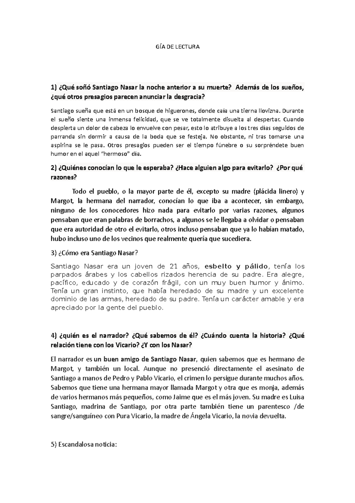 Guía de lectura - literatura - El chico de la última fila - GÍA DE ...