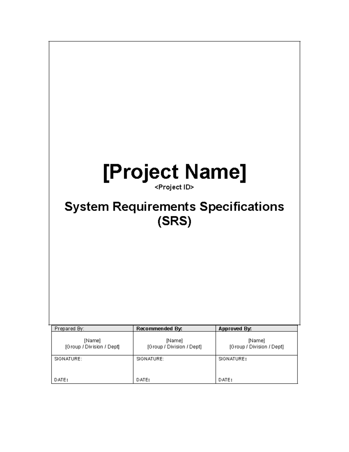 CMMI-SRS - [Project Name] System Requirements Specifications (SRS ...