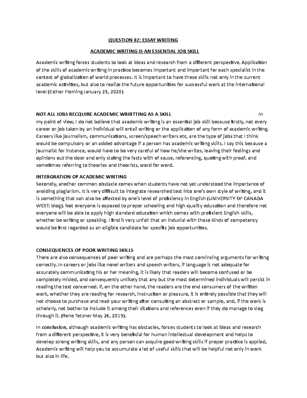 Academic Writing Lecture Notes 10 QUESTION 02 ESSAY WRITING academic-writing-lecture-notes-10-question-02-essay-writing