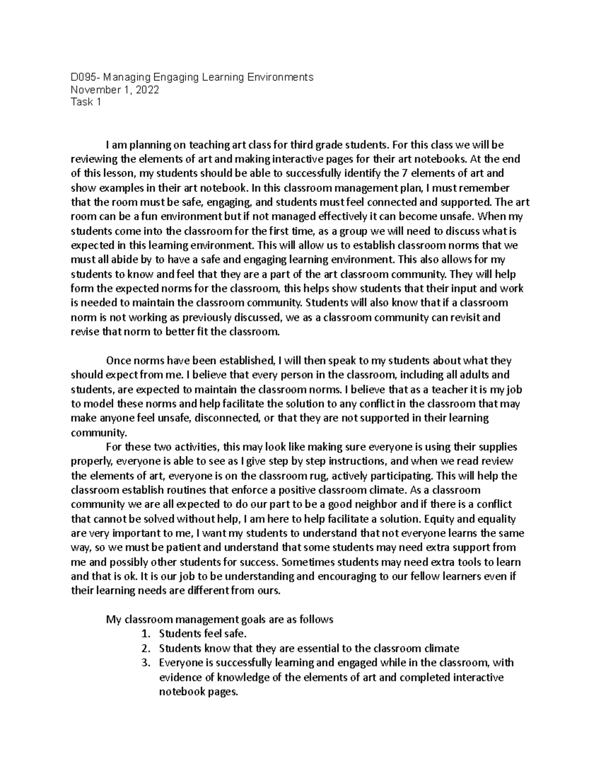 D095 Task 1 submission 2 - D095 - WGU - Studocu