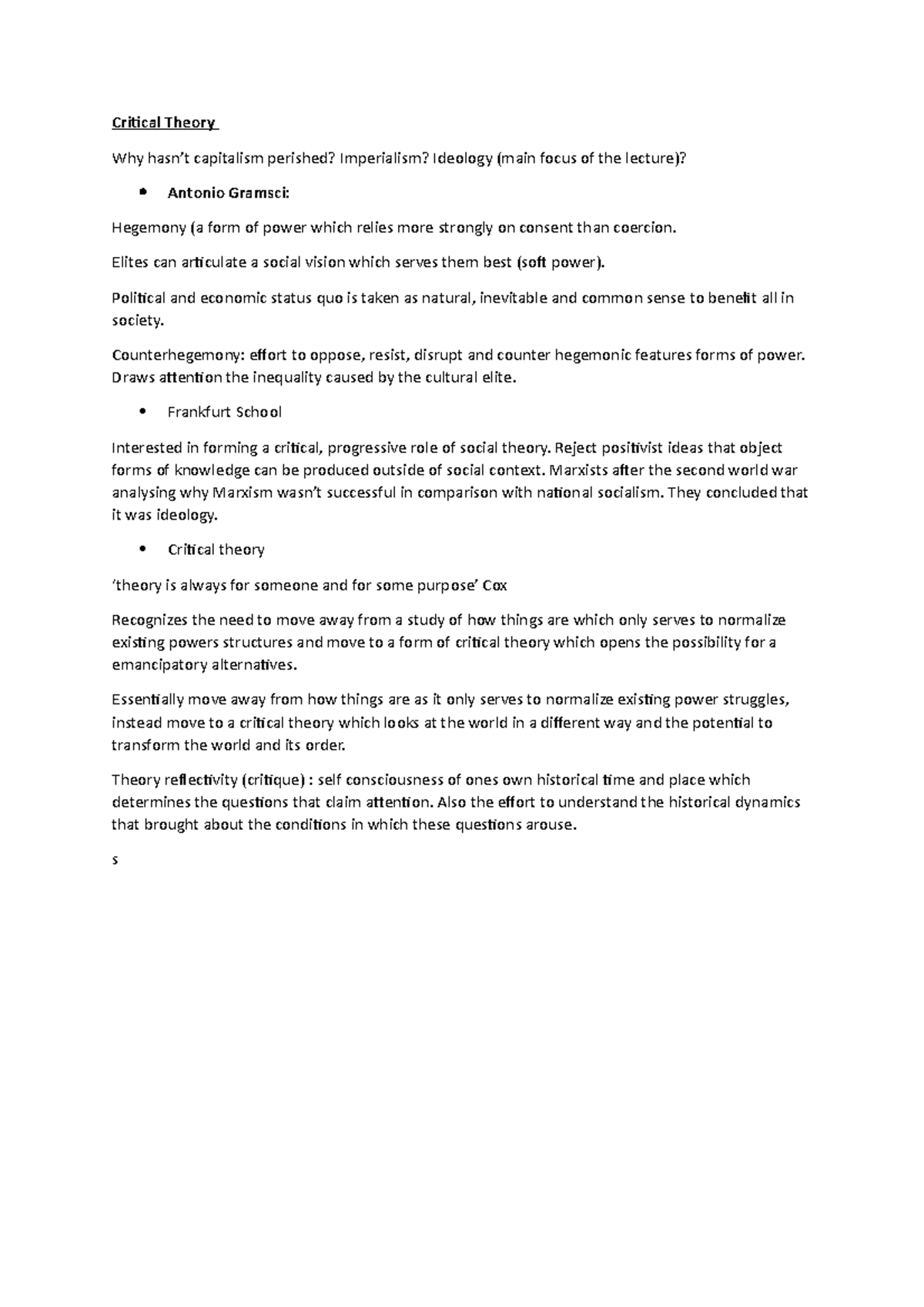 Critical Theory - Dr Chris Zebrowski - Critical Theory Why hasn’t ...