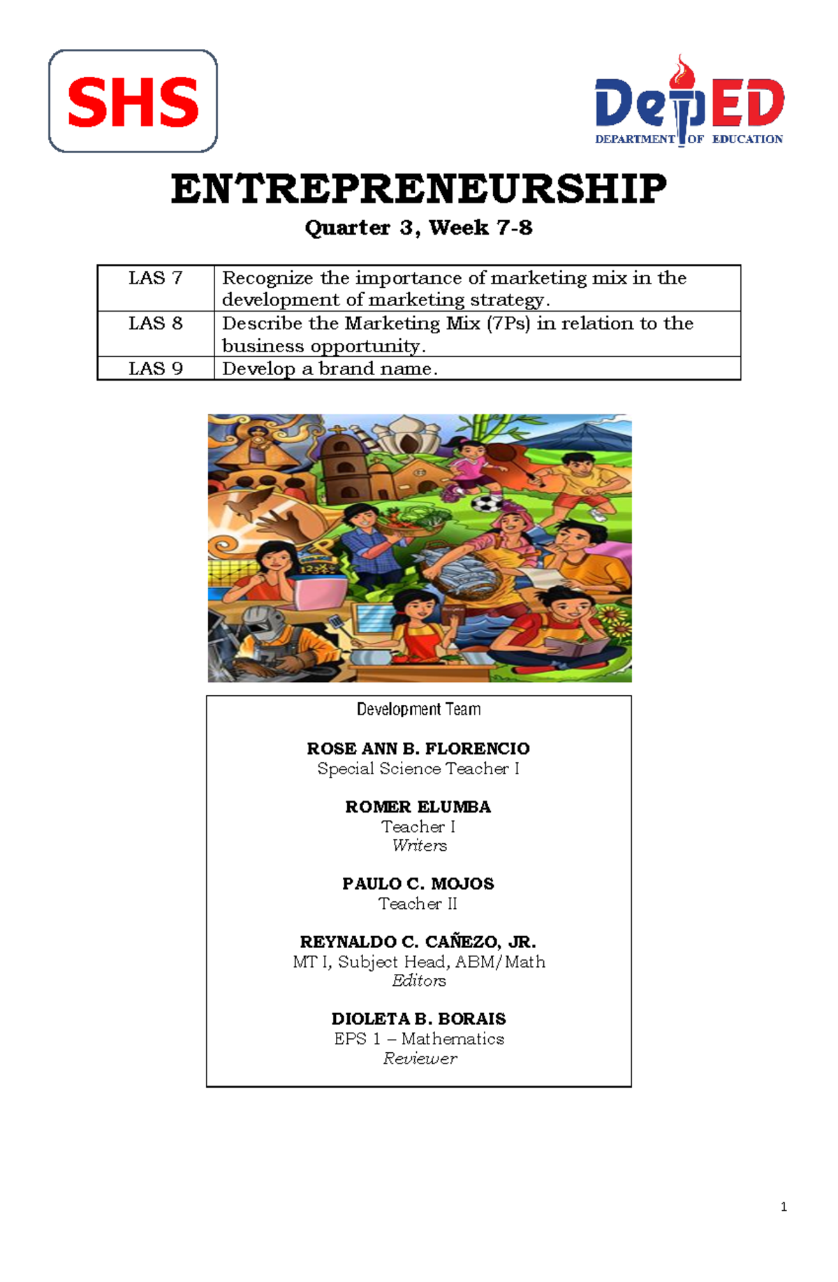 TNHS Entrepreneurship Q3 Week 7 8 LAS 7 9 - ENTREPRENEURSHIP Quarter 3 ...