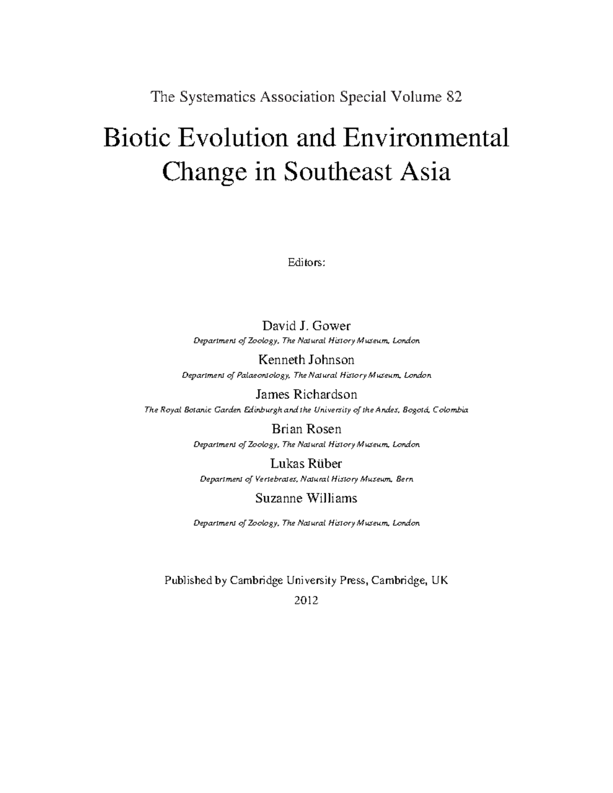 Bellwood et al SAGE 2012 - The Systematics Association Special Volume ...