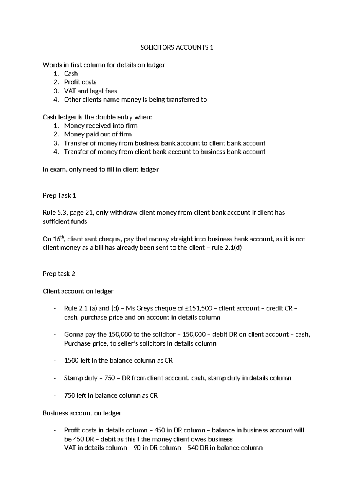 Solicitors Accounts 1 - SOLICITORS ACCOUNTS 1 Words in first column for ...