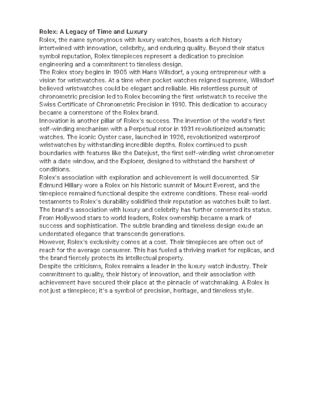 Rolex: A Legacy of Time and Luxury - Beyond their status symbol ...