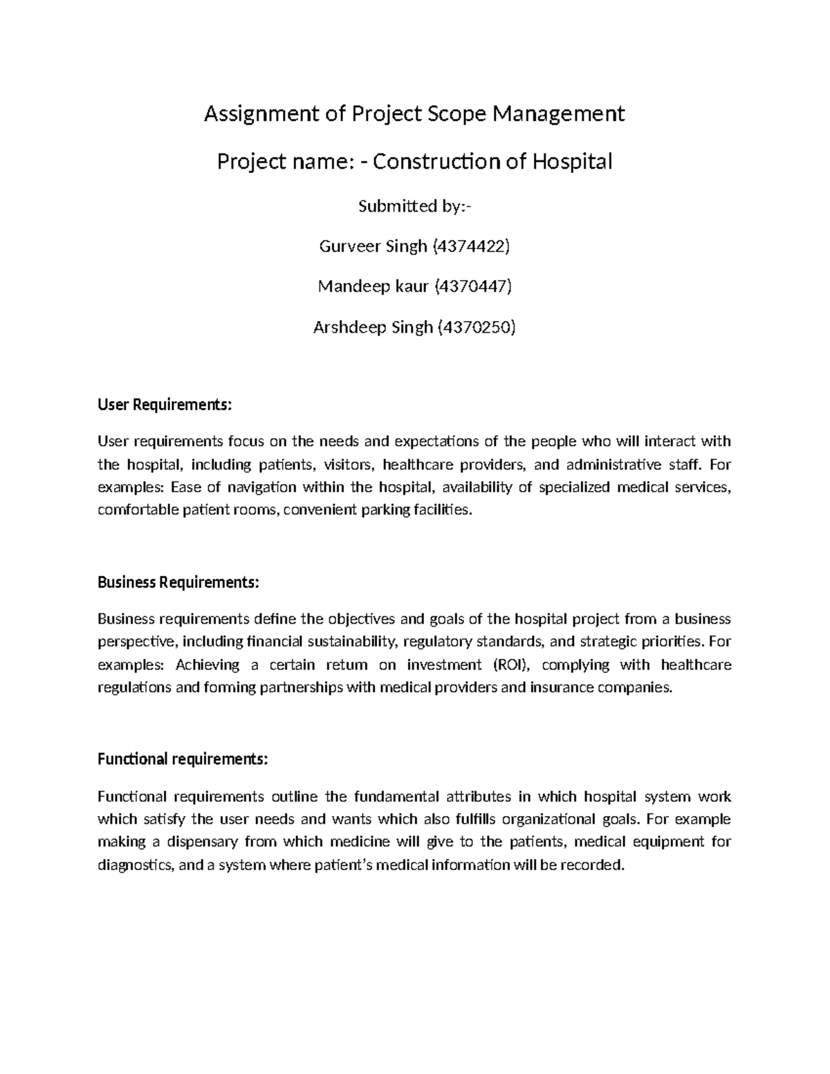 Assignment 3 Of Project Scope Management Assignment Of Project Scope Management Project Name